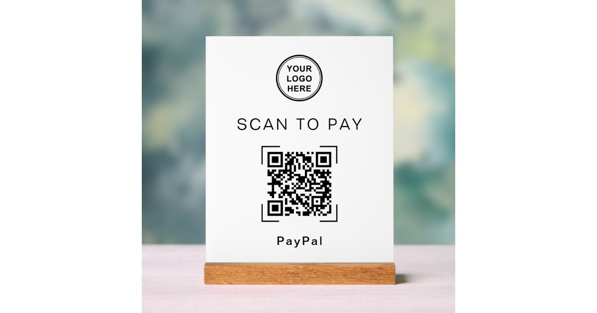 Modern QR Code Payment Sign For Countertop | Zazzle