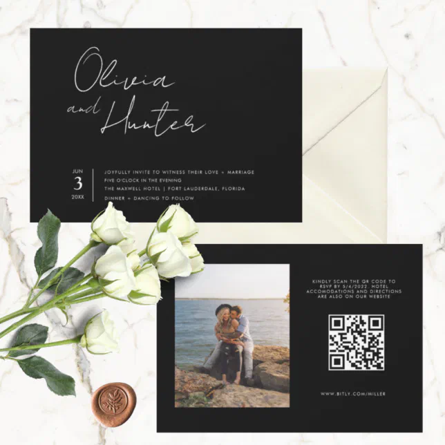 Modern QR Code Photo Wedding Invitation | Zazzle