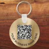 Modern QR Code Promotional Gold Keychain | Zazzle
