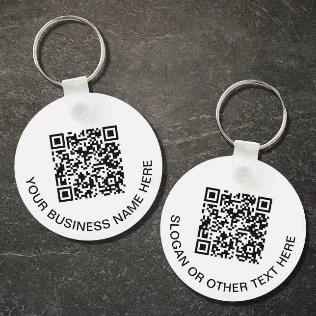 Modern QR Code Promotional Keychain | Zazzle