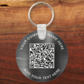 Modern QR Code Promotional Silver Keychain | Zazzle