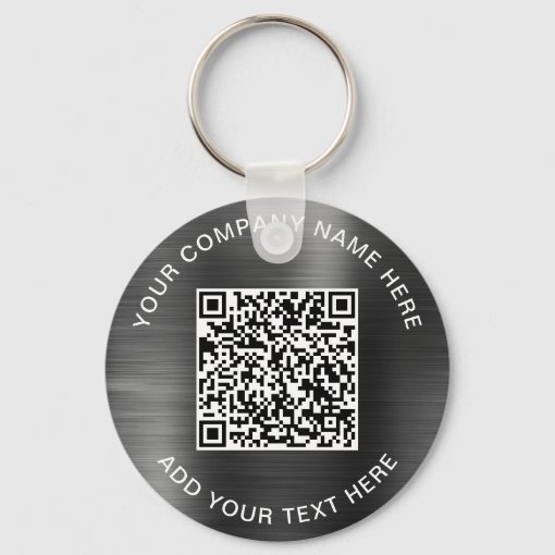 Modern QR Code Promotional Silver Keychain | Zazzle