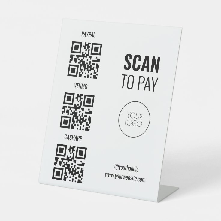 Modern QR Code Salon Scan to Pay Pedestal Sign | Zazzle