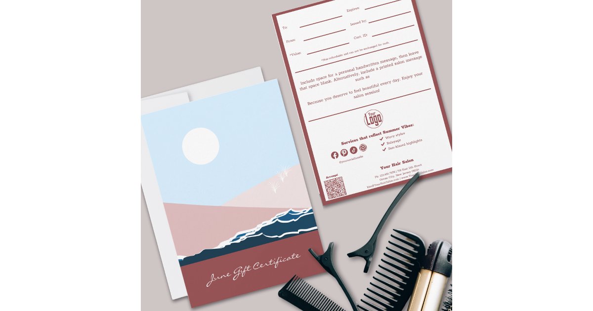 Modern QR Code Services Note June Gift Certificate | Zazzle