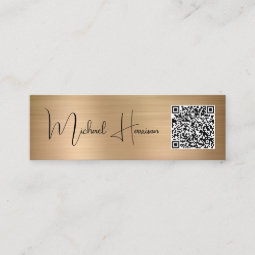 Modern QR Code Signature Script Gold Mini Business Card | Zazzle