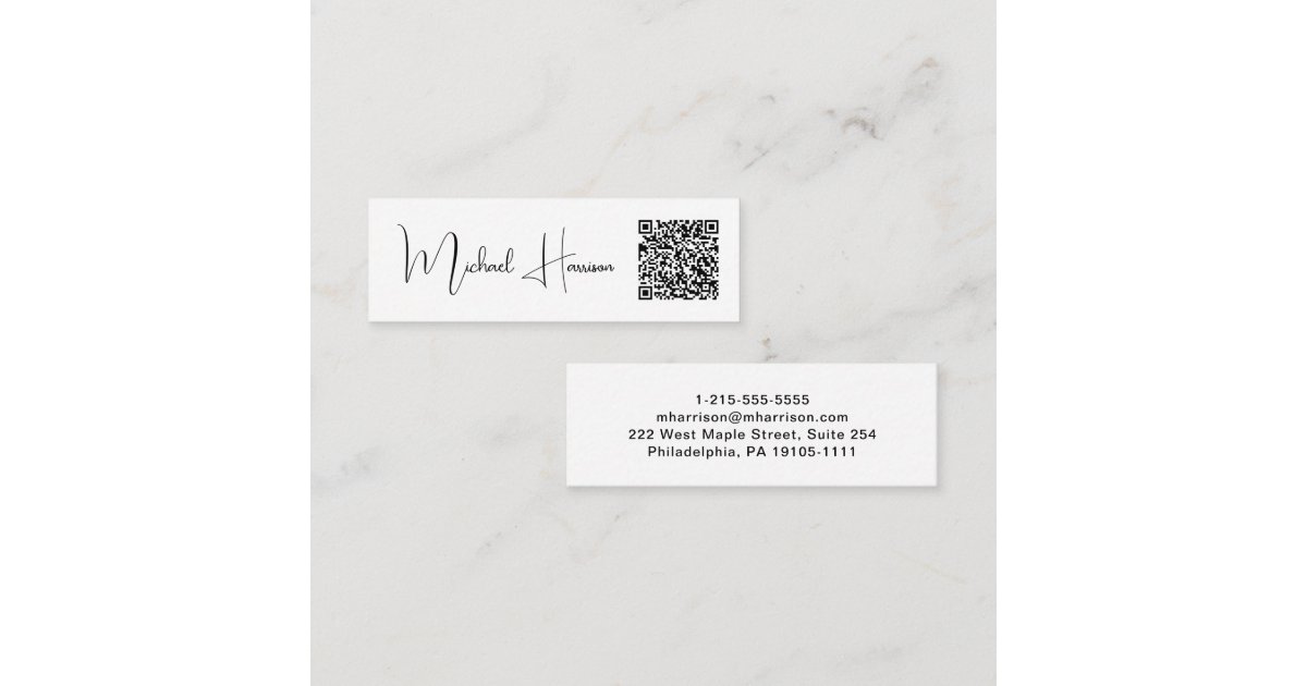 Modern QR Code Signature Script Professional Mini Business Card | Zazzle