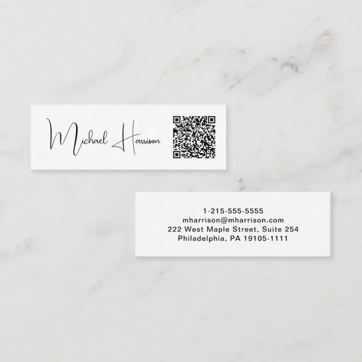Modern QR Code Signature Script Professional Mini Business Card | Zazzle