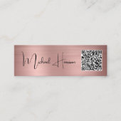 Modern QR Code Signature Script Rose Gold Mini Business Card | Zazzle