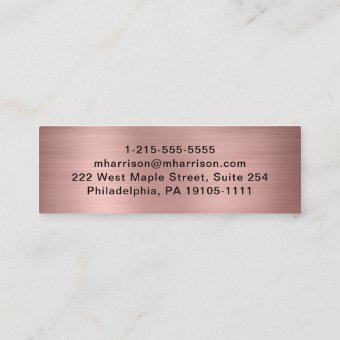 Modern QR Code Signature Script Rose Gold Mini Business Card | Zazzle