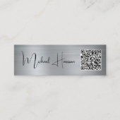 Modern QR Code Signature Script Silver Mini Business Card | Zazzle