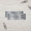 Modern QR Code Signature Script Silver Mini Business Card | Zazzle