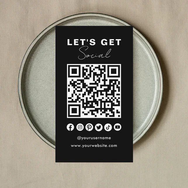 Modern QR Code Social Media Connect With Us Business Card | Zazzle