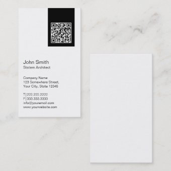 Modern QR code System Architect Business Card | Zazzle