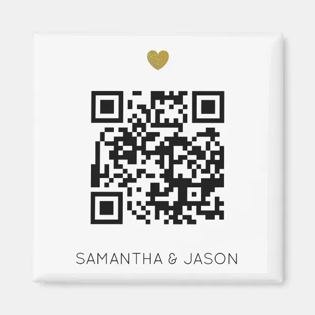 Modern QR Code Template Wedding Invitation Magnet | Zazzle