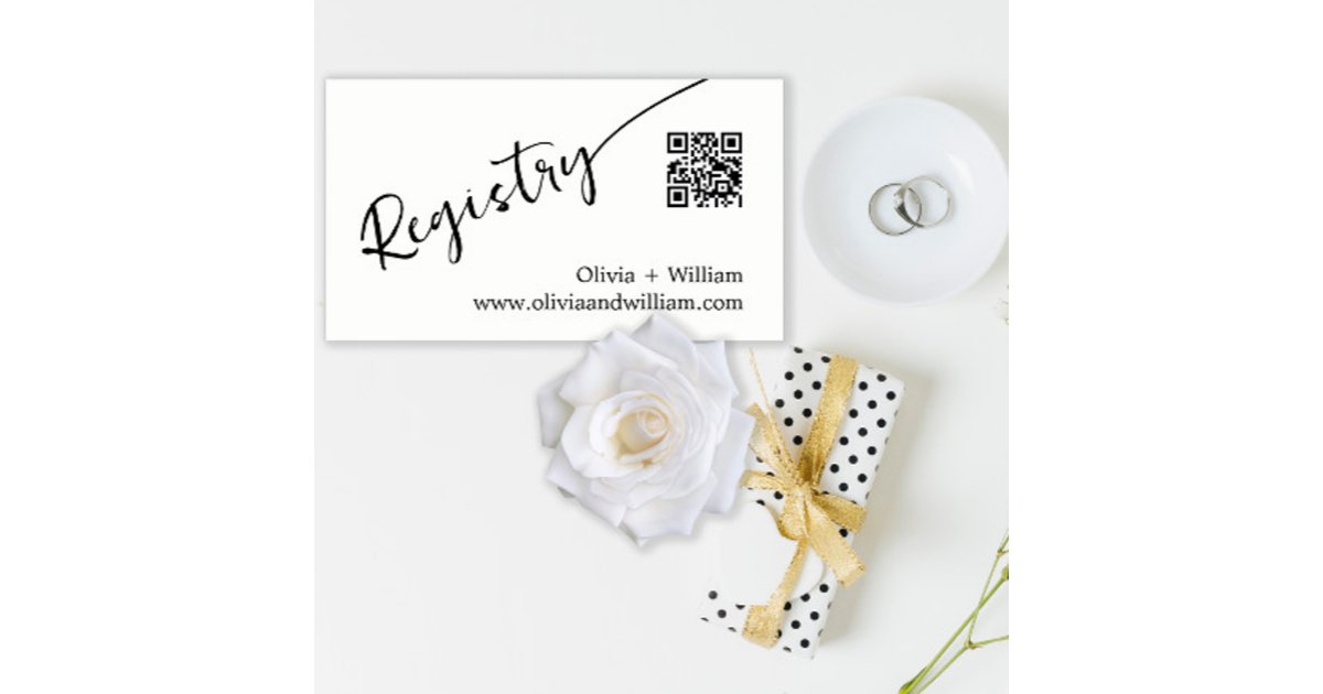 Modern QR Code Wedding Registry Card | Zazzle