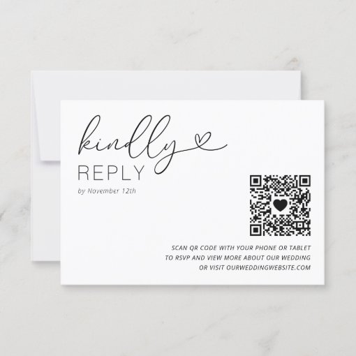 Modern QR Code Wedding RSVP Card | Zazzle