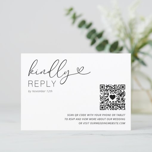 Modern QR Code Wedding RSVP Card | Zazzle