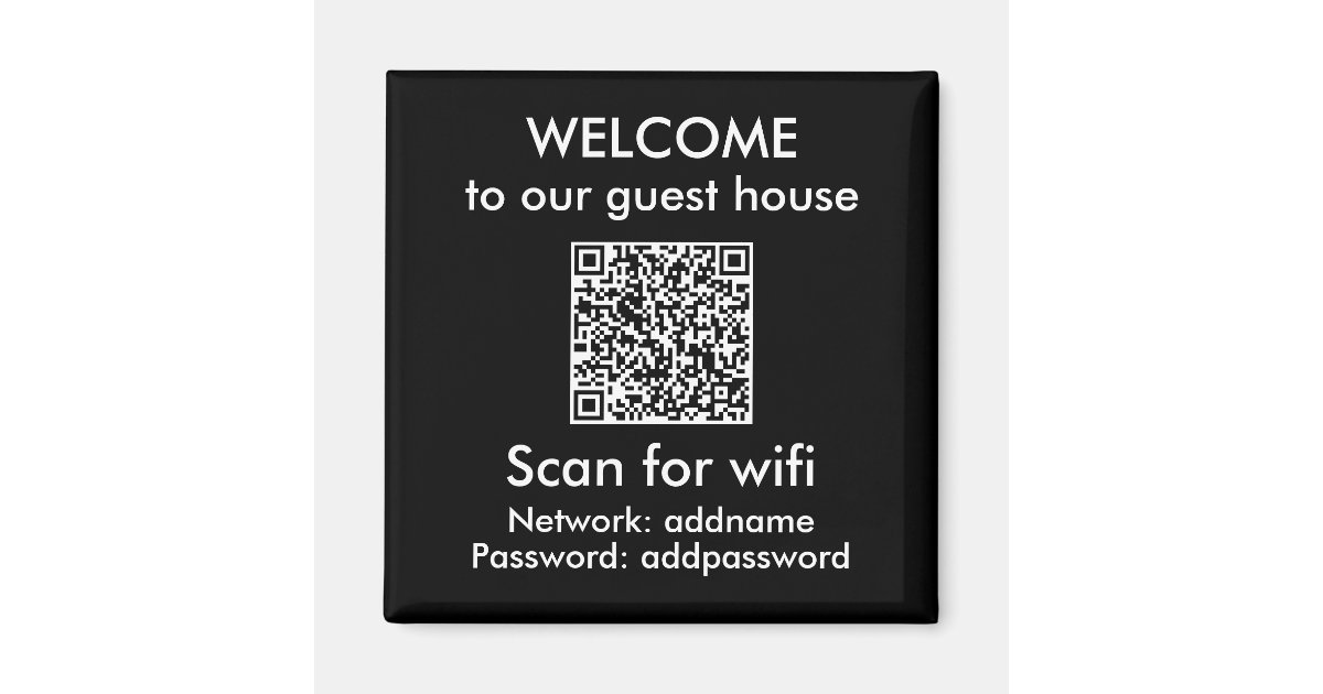Modern QR Code Wifi Sign Airbnb Rental Home Magnet | Zazzle