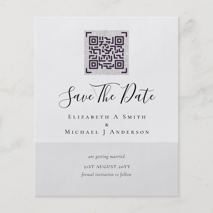 Modern QR Scanning Code Wedding Save Date Invites Flyer | Zazzle