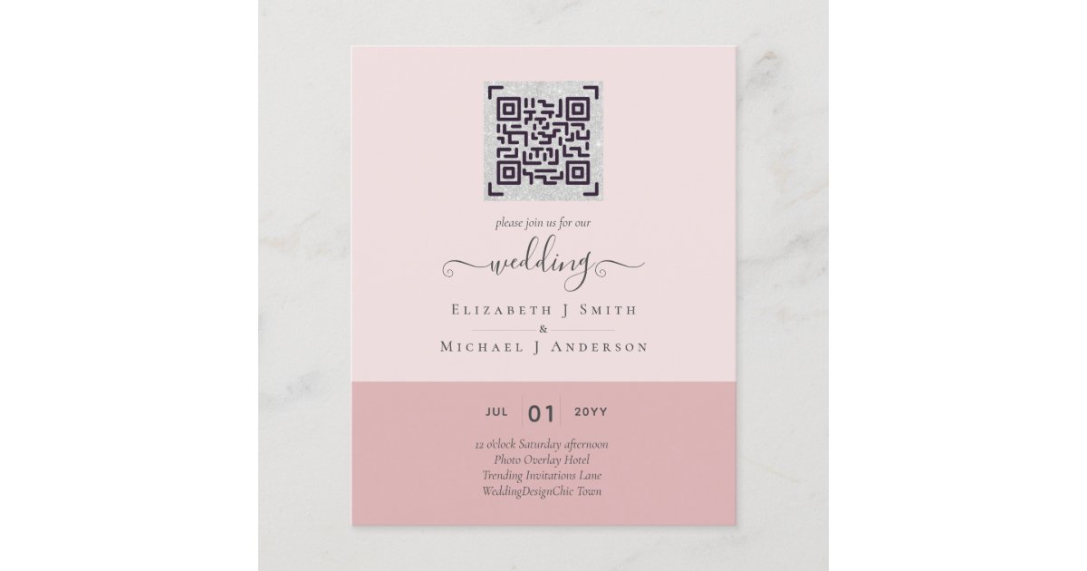 Modern QR Scanning Code Wedding Save Date Invites Flyer | Zazzle