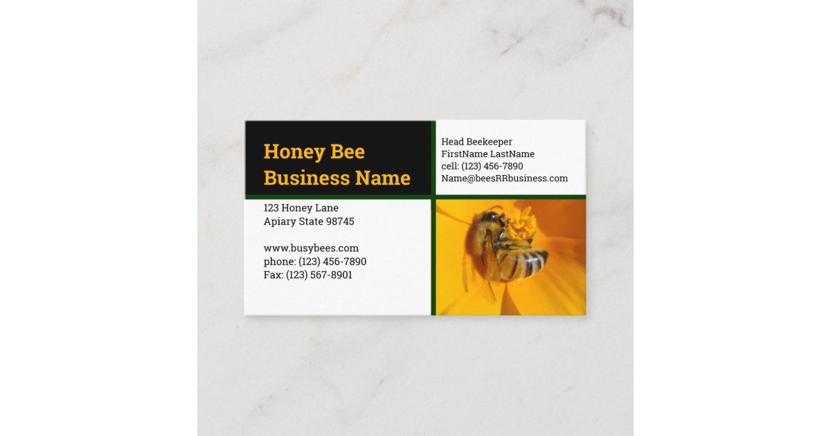 Modern quartered beekeeper business card | Zazzle