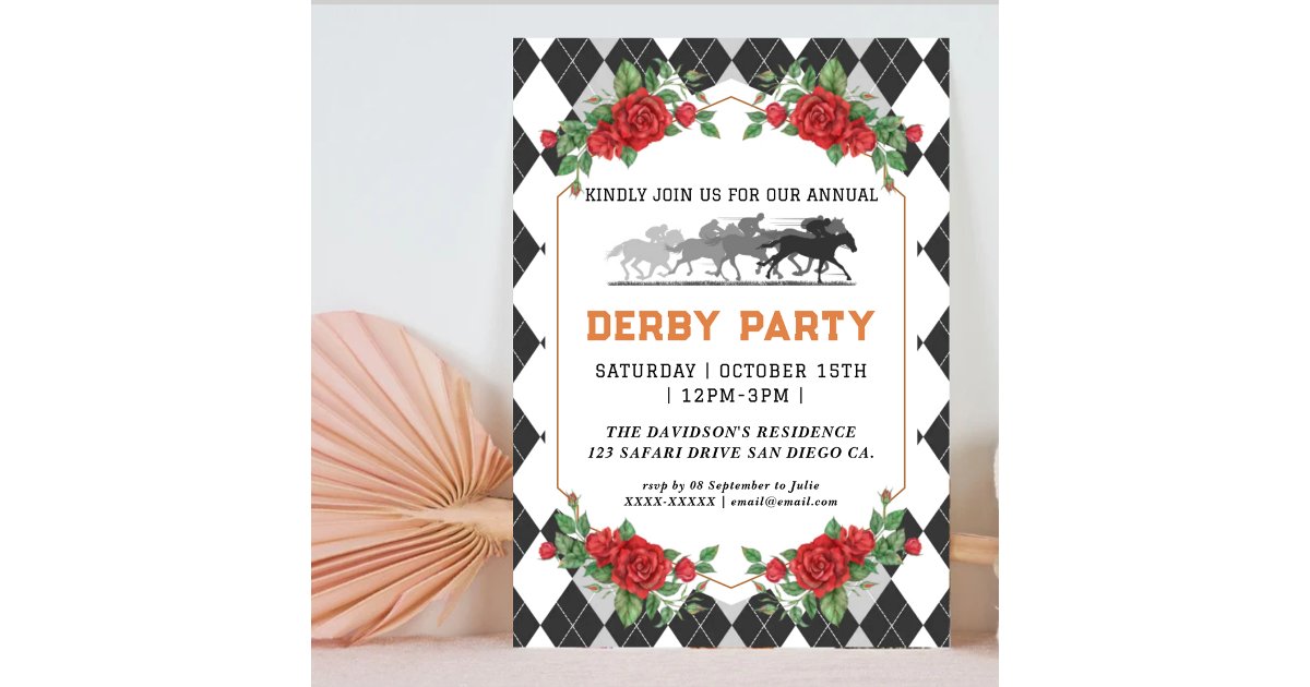 Modern Race Horse Derby Party Equestrian Invitatio Invitation | Zazzle