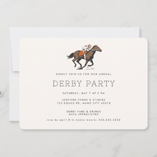 Modern Race Horse Derby Party Equestrian Invitation | Zazzle