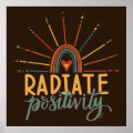Modern Radiate Positivity Quote Fun Inspirivity Poster | Zazzle