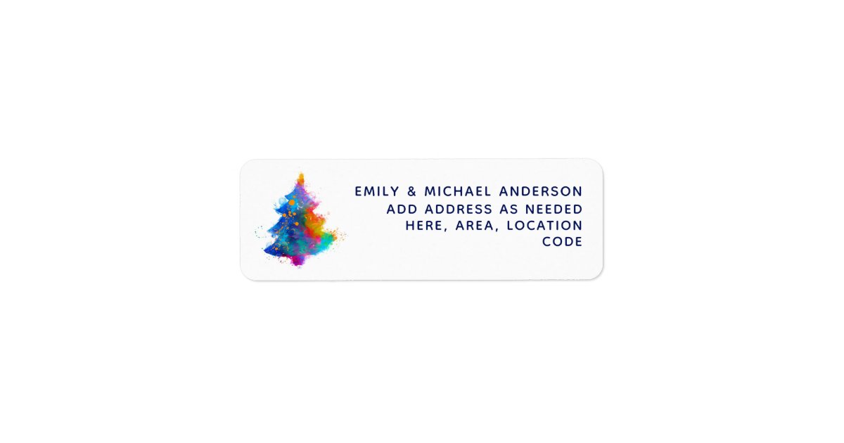 Modern Rainbow Christmas Tree Return Address Label | Zazzle