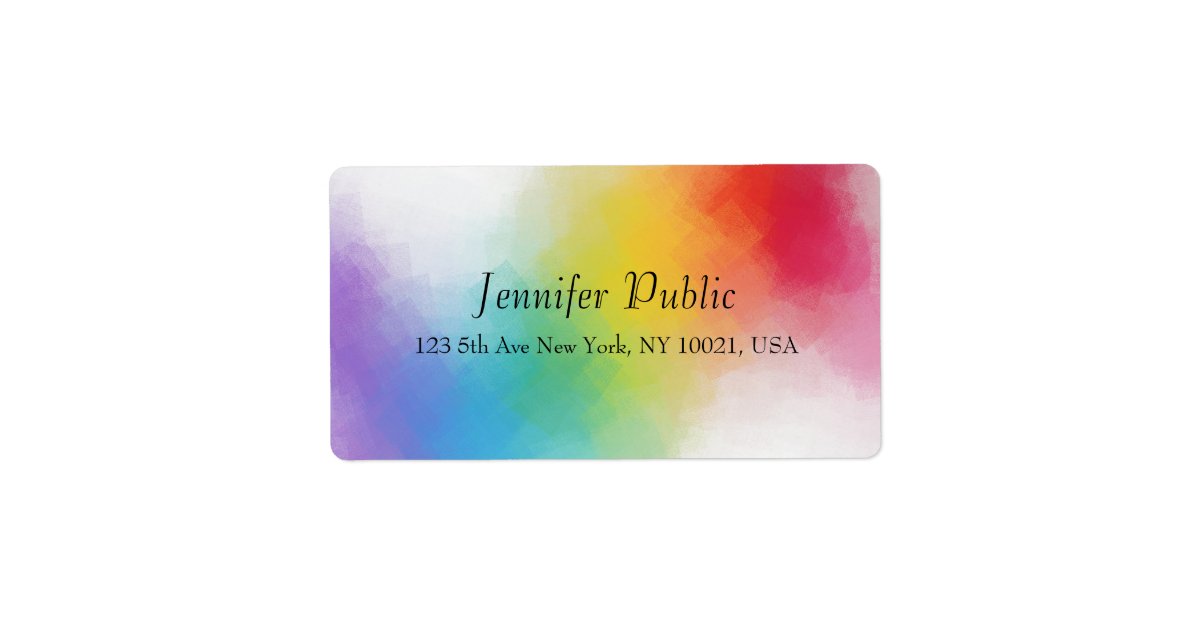 Modern Rainbow Colors Abstract Custom Template Label | Zazzle