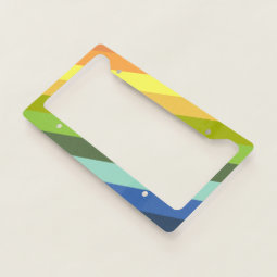 Modern Rainbow Diagonal Stripes Geometric Pattern License Plate Frame ...