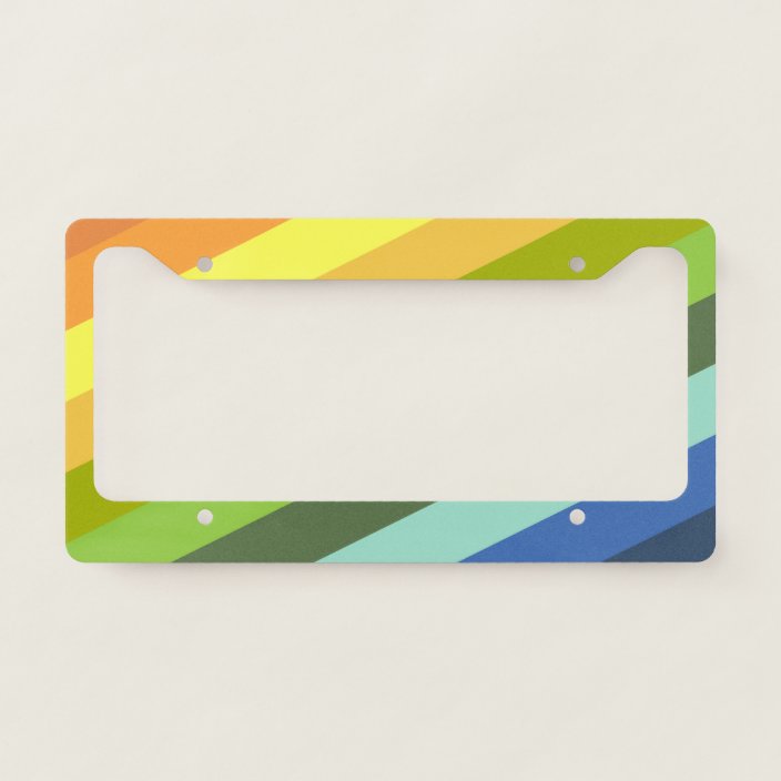 Modern Rainbow Diagonal Stripes Geometric Pattern License Plate Frame ...