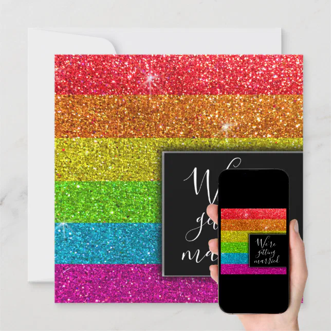 Modern Rainbow Glitter Colorful Sparkles Elegant Invitation | Zazzle