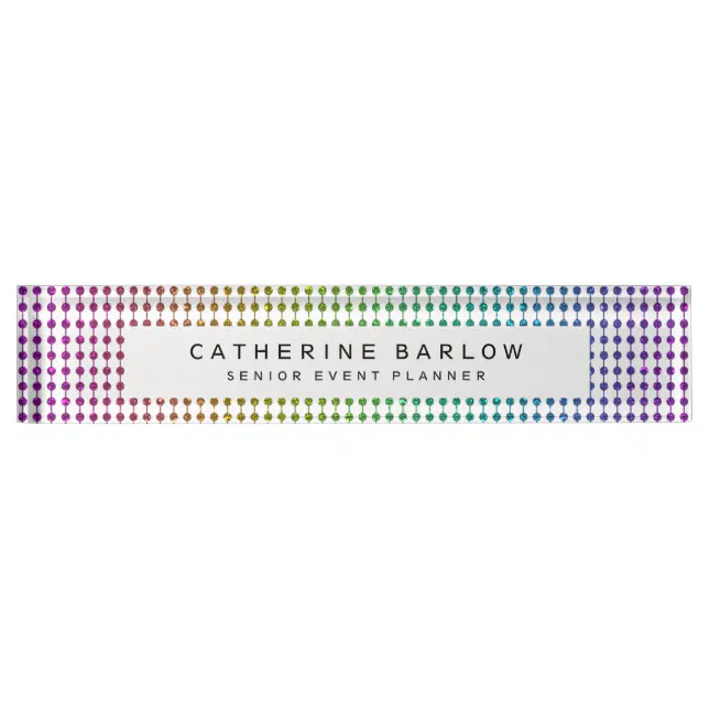 Modern Rainbow Glitter Dots Desk Name Plate | Zazzle