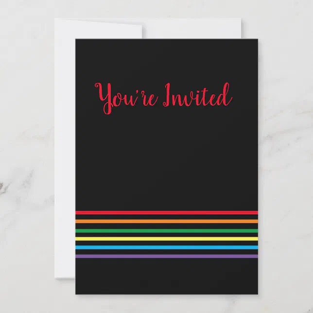 Modern Rainbow on Black You're Invited Invitation | Zazzle