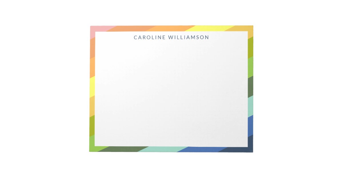 Modern Rainbow Stripes Geometric Personalized Notepad | Zazzle