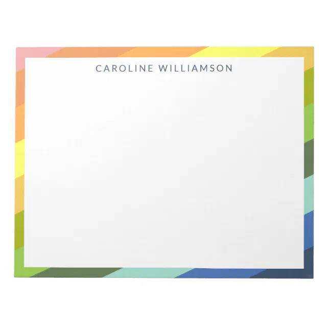 Modern Rainbow Stripes Geometric Personalized Notepad | Zazzle
