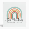 Modern Rainbow Teacher Classroom Planner 3 Ring Binder | Zazzle