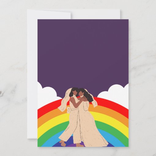 Modern Rainbow Two Brides LGBTQ Wedding Invitation | Zazzle