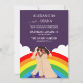 Modern Rainbow Two Brides LGBTQ Wedding Invitation | Zazzle
