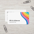 Modern Rainbow Wave QR Code Custom Business Card | Zazzle
