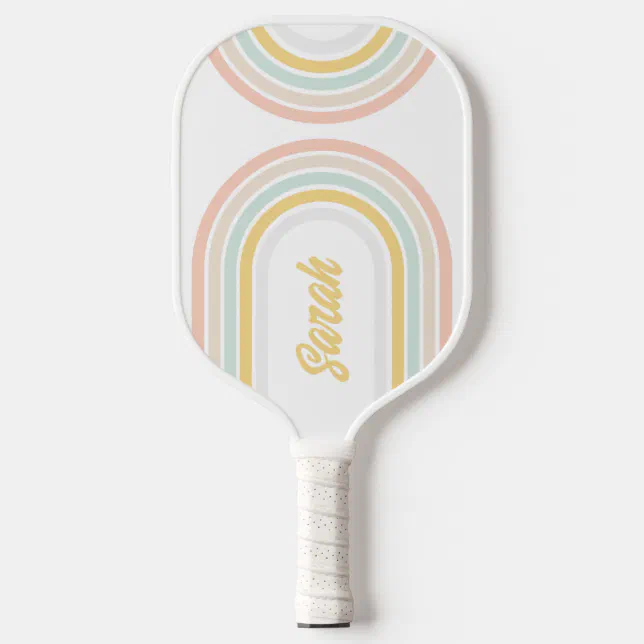 Modern Rainbow With Personalized Name Pickleball Paddle | Zazzle