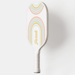 Modern Rainbow With Personalized Name Pickleball Paddle | Zazzle