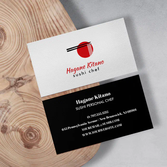 Modern Ramen Japanese restaurant Sushi chef Business Card | Zazzle