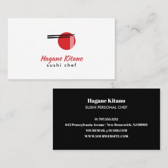 Modern Ramen Japanese restaurant Sushi chef Business Card | Zazzle