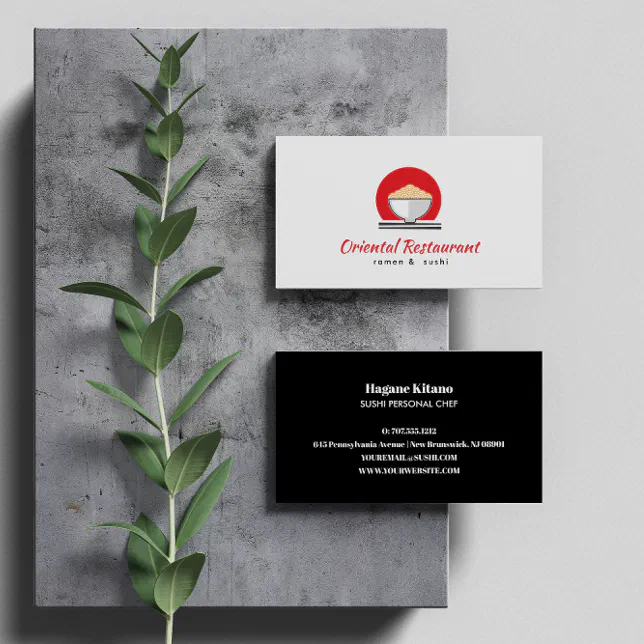 Modern Ramen Noodle Japanese restaurant Sushi chef Business Card | Zazzle