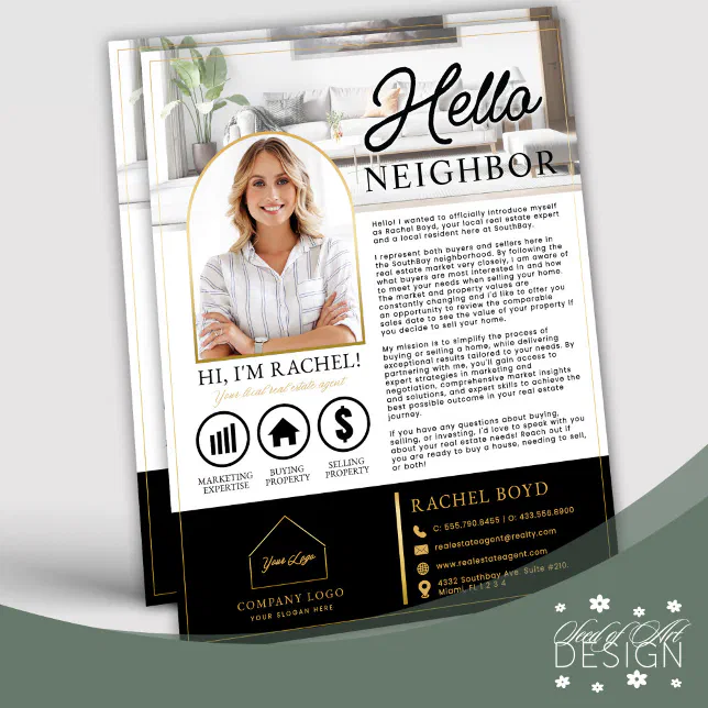 Modern Real Estate Agent Introduction Letter Flyer | Zazzle