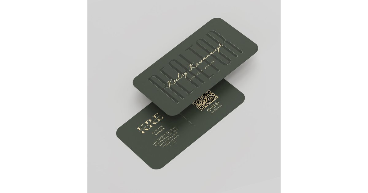 Modern Real Estate Agent Monogram Realtor Green Business Card | Zazzle