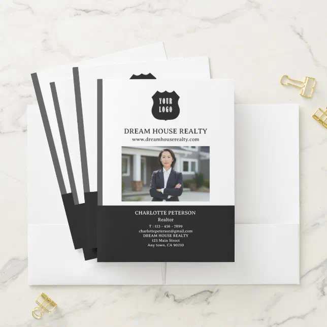 Modern Real Estate Agent or Realtor Pocket Folder | Zazzle