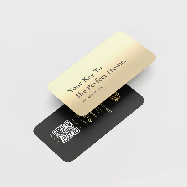 MODERN REAL ESTATE AGENT REALTOR KEY GOLD BUSINESS CARD | Zazzle